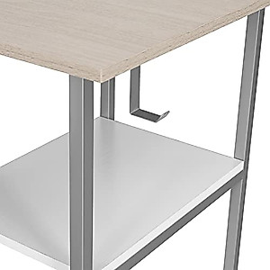 Techni Mobili L Shaped Desk - Two-Toned Computer Desk with Drawers & Storage Shelves - Simple Modern Furniture & Home Office Space Corner Table for Work & Writing