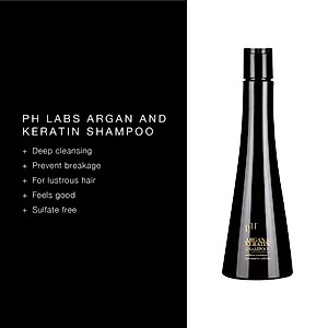 pH Labs Argan & Keratin Shampoo - Deeply Hydrating, Moisturizing Shampoo for Damaged, Color-Treated Hair, Adds Shine, Strength & Softness - 8.45 oz