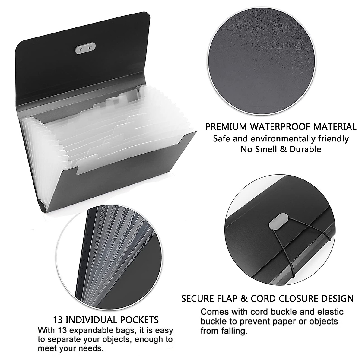 2 Pack 13 Pockets Accordion File Organizer, A6 Letter Size, 7x4.3 Inch, Expanding Receipt Invoice Coupon Folder, Mini Money Card Wallet Holder, Small File Paper Document for Home Office School