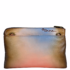 Anna by Anuschka Womens Anna Anuschka Hand Painted Women s Genuine Leather Slim Crossbody Floral Grace, Floral Grace, One Size US