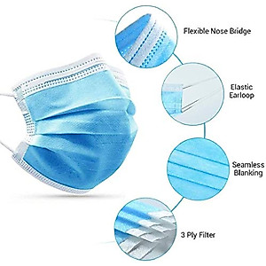 2000PCS Bulk Wholesale Face Masks for Business and Home Use-Disposable Face Mask-Blue 3 Ply Face Mask Cup Dust Masks PPE Filter Protection Face Masks
