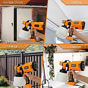 Paint Sprayer, 750W HVLP Electric Paint Sprayer, Paint Spray Gun 1400ml Container, Copper Nozzles and 3 Patterns, Paint Sprayers for Home Interior and Exterior, Chairs, Walls, Fence, Door, Cabinet