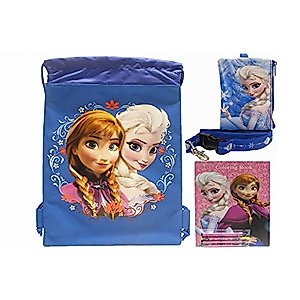 Disney Frozen Blue Drawstring Bag , Lanyard and Coloring Book Pack