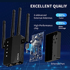 Asnrc WiFi Extenders Signal Booster for Home,Cover Up to 9882 Sq.ft & 45 Devices,5G 1200Mbps Dual Band WiFi Booster Repeater,Internet Booster,Ethernet Port & Access Point,Easy Setup