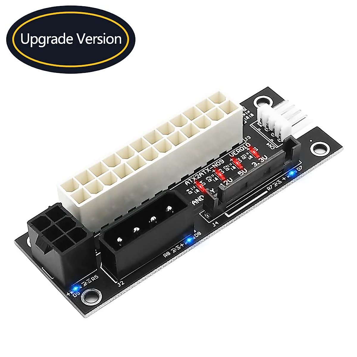 ADD2PSU Power Supply Connector 4 in 1 Molex 4Pin/SATA/ATX 6Pin/4Pin Dual PSU Multiple Power Supply Adapter, Synchronous Power Board, Add 2PSU with Power LED (Black)