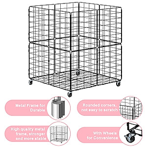 HEOMU Stuffed Animal Storage,Toy Bins for Kids Organizer,Toy Box Hold Up to 150 Plush Toysfor Nursery Play Room Bedroom Metal (Black)