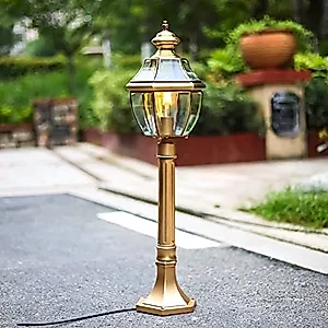 MODEBHD European Victoria Decoration Glass Lantern Outdoor Pillar Lamps Column Light Waterproof Table Lamp Lawn Garden Lights Aluminum Street Post Light Courtyard Garden Terrace E27