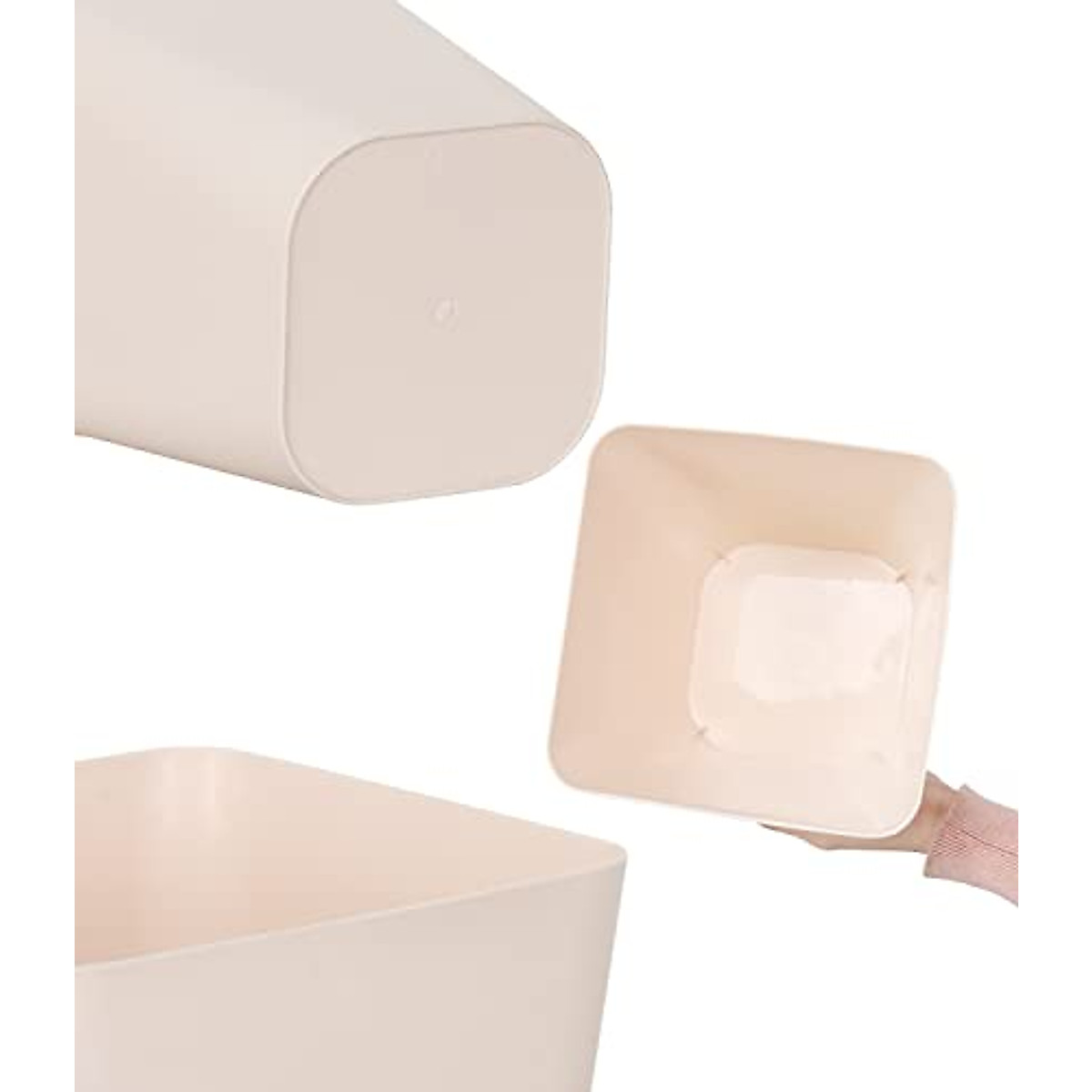 SAROSORA Small Trash Can 1.6 Gallon 3-Pack Trash Basket Mini Garbage Can - for Office, Kitchen, Livingroom, Bathroom, Bedroom (Beige, 3)