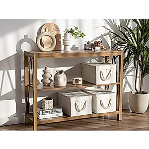 StorageWorks Storage Bins with Lids, Decorative Storage Boxes with Lids and Soft Rope Handles, Mixing of Beige, White & Ivory, Large, 3-Pack