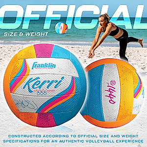 Franklin Sports Kerri Walsh Beach + Outdoor Volleyball - Official Size + Weight - Soft Cover Volleyball for Kids + Adults - with Pump + Needle Included