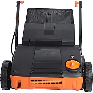 Lawn Dethatcher & Scarifier, 12 Inch Working Width, 11 Amp Electric Lawn Dethatcher with a Replacement Raking, 4 Central Adjustable Heights, Tool-Free Assembly, 8 Gallon Grass Collection Bag