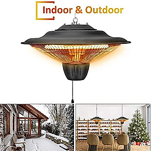 Outdoor Patio Heaters,110V Electric patio heater,Hanging Ceiling Mounted Heater Outdoor Space Heater/outdoor heaters for patio 2 Heat Setting 600/1500W for Garage Backyard Restaurant Thanksgiving