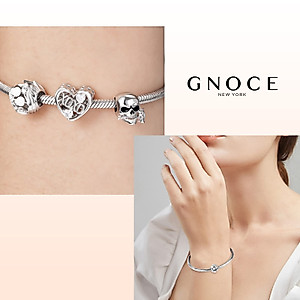GNOCE Lily of the Valley Charm Bead 925 Sterling Silver Jewelry Gift For Women Wife Fit Snake Chain Bracelets/Necklace