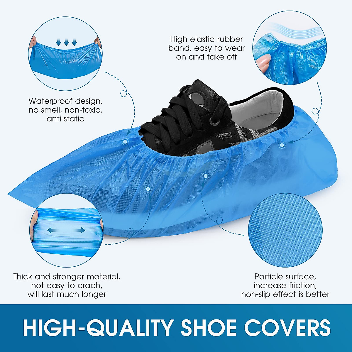 Disposable Shoe Covers Disposable Waterproof Slip Resistant Shoe Covers 100 Packs(50 Pairs) Fits Up to Size 11 US Men and 13 US Women, Blue