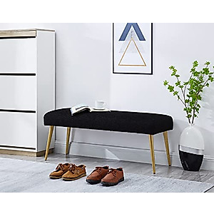 Ball & Cast Upholstered Bench, 44"W, Black