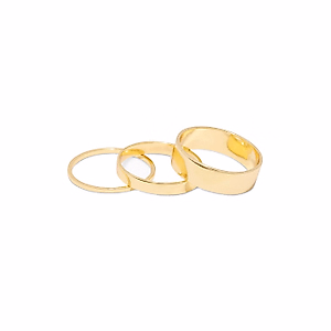 gorjana Women's Rose Ring Set, 18k Gold Plated, Set of 3 Flat High Shine Bands, Size 7