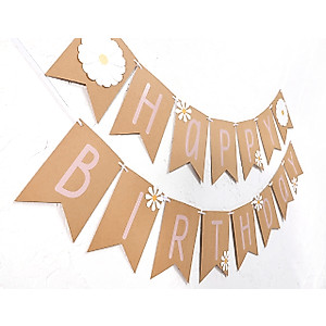 Daisy Happy Birthday Banner - Daisy Theme Birthday,Wildflower Birthday Banner, Groovy Birthday Theme for 1st Birthday, Daisy Themed Birthday Party Decoration Banne，Girl 1st Birthday Decoration