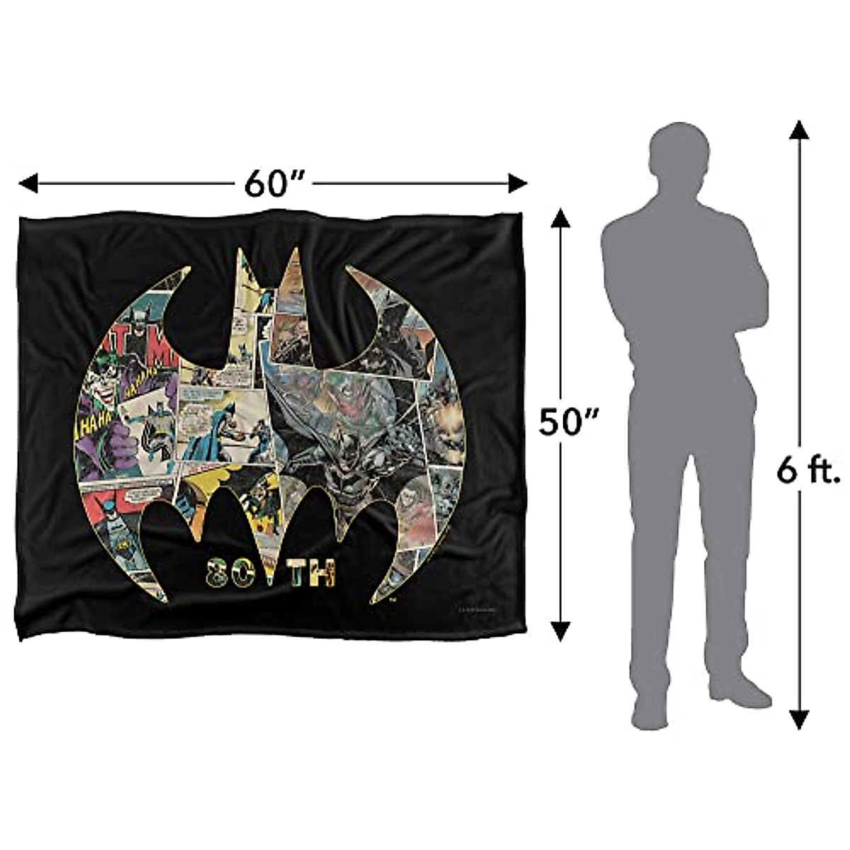 Batman 80Th Shield Officially Licensed Silky Touch Super Soft Throw Blanket 50" x 60"