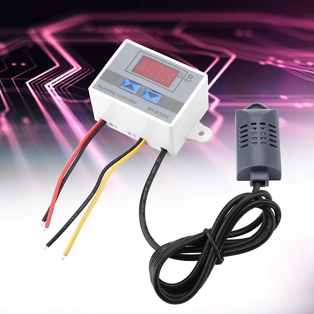 Digital Humidity Controller，XH-W3005 Hygrometer Switch Controller Digital Humidity Sensor 0~99% RH 12V/24V/220V(12V)