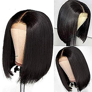 MIMORE Short Straight Bob Wig T-Part Lace Front Human Hair Wigs for Black Women 8Inch Short Bob Wigs Human Hair Lace Closure Wigs Brazilian Hair Wigs Straight Human Hair Pre Plucked with Baby Hair