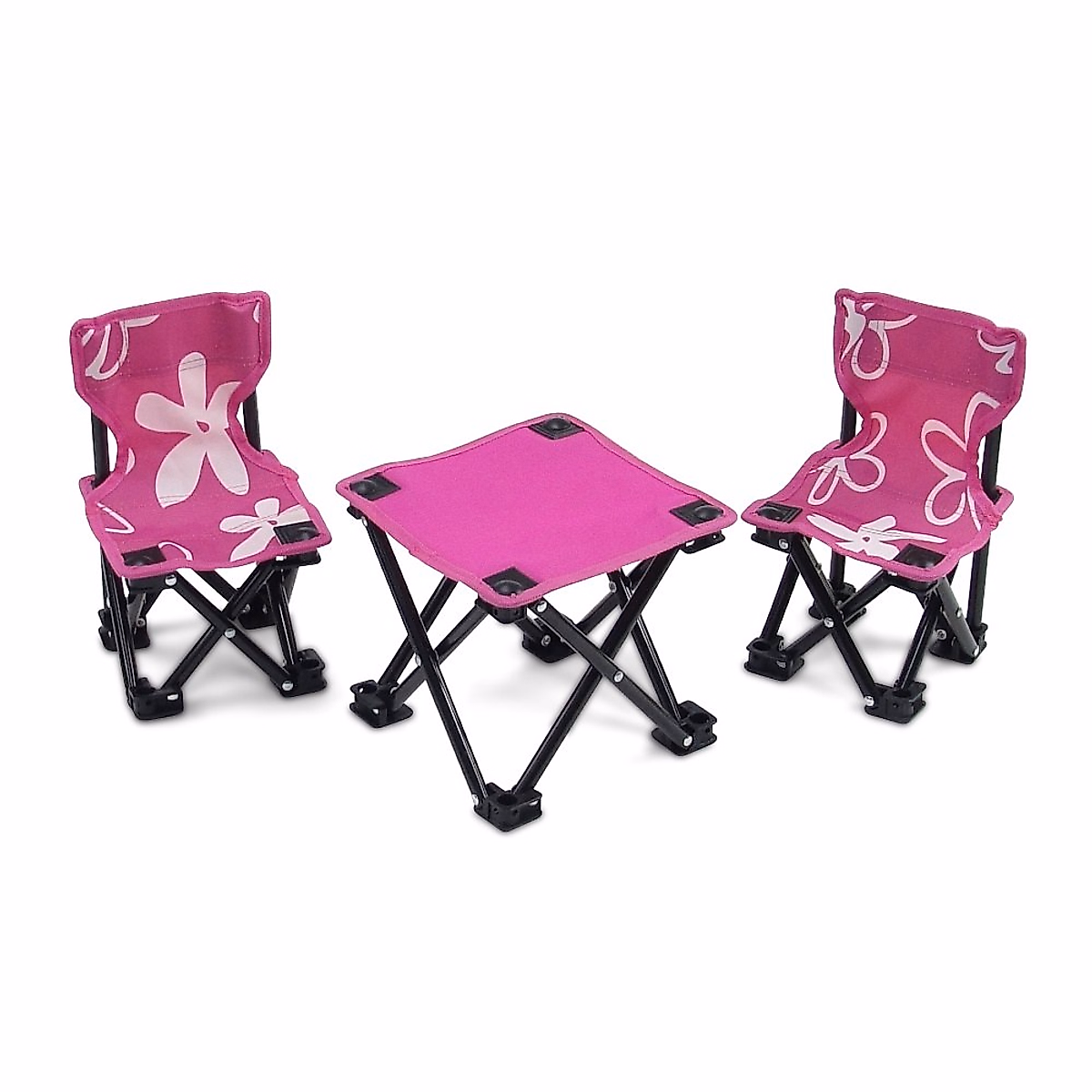 Emily Rose 18 Inch Doll 3-PC Folding Camp Camping Beach Sports Chairs and Table | Doll Furniture is Compatible with16-18" American Girl Dolls