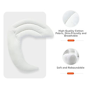 Choc chick Curve Long Toddler Kids Body Pillow for Sleeping,34x28inches Moon Shape Soft Child Hug Sleep Pillow,100% Organic Cotton Pillowcase Washable Breathable Crib Pillows