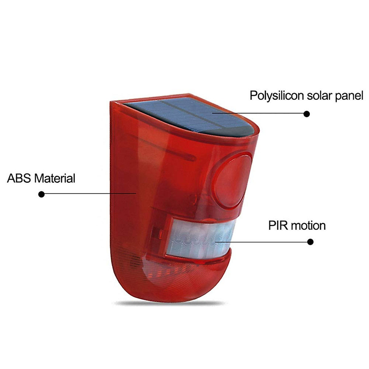 1 Pack Solar Outdoor Motion Sensor Alarm, Solar Powered Sound Alarm Strobe Light,110dB Motion Detector Security Alarm Loud Siren for Home Villa Farm Outdoor Yard