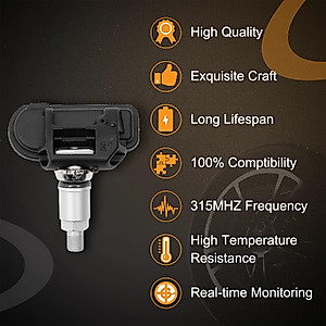 Tire Pressure Sensor 433MHz TPMS 4PCS Compatible with Mercedes-Benz C230 C250 E300 E350 ML350 & More Replaces# 0009050030, A0009050030, 0009057200