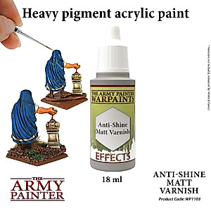 The Army Painter Anti Shine Matt Varnish for Miniature Painting - After Quickshade Matte Top Coat Acrylic Varnish for Miniatures - Matte Finish for Acrylic Model Paint, 18ml, Dropper Bottle