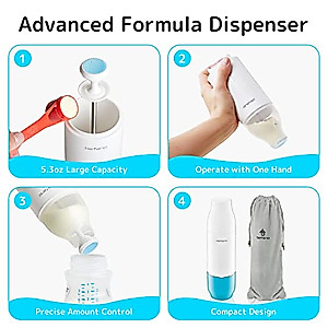 Travel Bottle Warmer, Befano Portable Bottle Warmer for Breastmilk or Formula, Rechargeable Milk Warmer On The Go with Formula Dispenser, Quick Warm and Precise Temperature Control, BPA Free - Blue