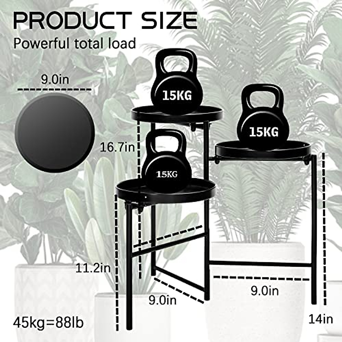 CAPBIAS Metal Plant/Flower Stand Indoor or Outdoor, 3 Tier Tall Plant Stand Shelf Holds 3-Flower Pot for Patio Garden, Living Room and Corner Balcony (Black,1Pack)
