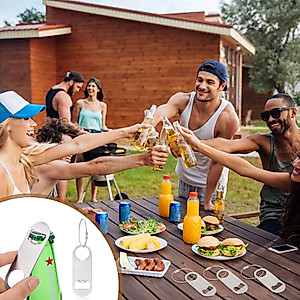 50 Pieces Stainless Steel Flat Bottle Opener with Keychain Beer Opener Bulk Soda Beverage Opener for Men Women Bartender Kitchen Bar Restaurant Tool, 3.5 x 1.3 Inches (Silver)