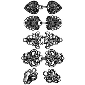 WILLBOND 4 Pieces Vintage Sweater Swirl Clip Cape Cloak Clips Retro Cardigan Clip Shawl Collar Clasp Dress Shirt Brooch Clip (Black)