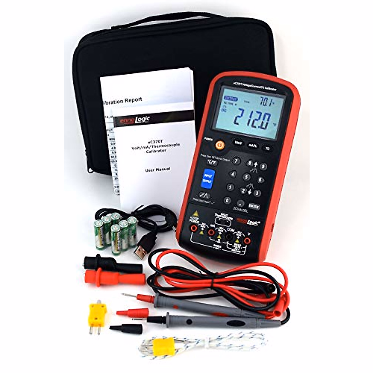 ennoLogic Volt mA Thermocouple Loop Process Calibrator eC370T - 0-20V and 4-20mA Simulator – Portable Millivolt mA and Temperature Signal Generator and Meter for Transmitters, Current Loops, PLC
