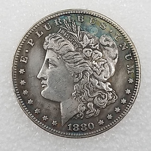 Kocreat Copy 1880-Morgan Dollar Plating Silver Coin-Replica U.S Old Original Pre Morgan Souvenir Coin Lucky Coin Hobby Collection