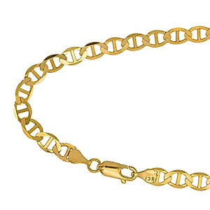 JewelStop 10k Solid Yellow Gold 3.2 mm Mariner Chain Bracelet, Lobster Claw - 7 Inches, 1.7gr.