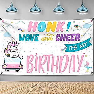 Unicorn Honk Its My Birthday Yard Sign - Big 72x40 Inch Honk Wave and Cheer Birthday Banner | Unicorn Birthday Banner Quarantine Drive By Birthday Decorations | Unicorn Birthday Decorations for Girls