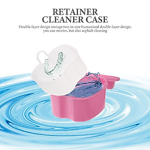 3pcs Box Denture Box Retainer Holder Plastic Denture Storage Case Denture Holder with Drain Shelf Denture Containers Retainer Container Case Teeth Braces Case False Tooth Holder