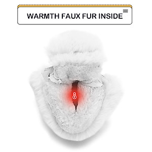 K KomForme Girls Glitter Snow Boots Kids Bungee Lacing Warm Faux Fur-Lined Anti-Slip Outdoor Winter Shoes White Big Kid 2M