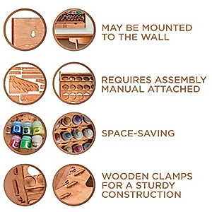 Plydolex Paint Rack Organizer with 65 Holes of 2 Sizes for Miniature Paint Set - Wall-mounted Wooden Craft Paint Storage Rack - Craft Paint Holder Rack 16.3x6.6x12.6 inch