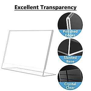 MaxGear Acrylic Sign Holder 8.5x11 inches 12 Pack, Horizontal Sign Holders Clear Paper Display Stand, Slant Back Flyer Frames Table Top Menu Document Holder for Office, Store, Restaurants - Landscape