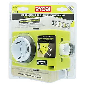 Ryobi A99HT2 Door Hinge Installation Kit/Mortiser Template Bundled with Ryobi A99DLK4 Wood and Metal Door Lock Installation Kit for Installing Deadbolts and Locksets