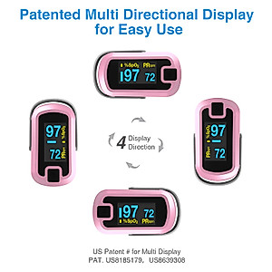 mibest OLED Finger Pulse Oximeter, O2 Meter, Dual Color White/Pink