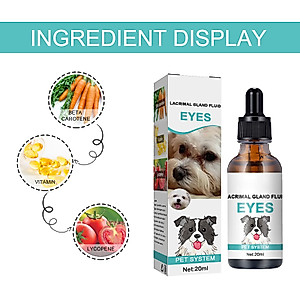 Ankexin Eye Cleaner for Dogs Safe Pet Eyes Wash Drops for Infections & Tear Stain Remover Easy to Use Dropper Bottle 20ml
