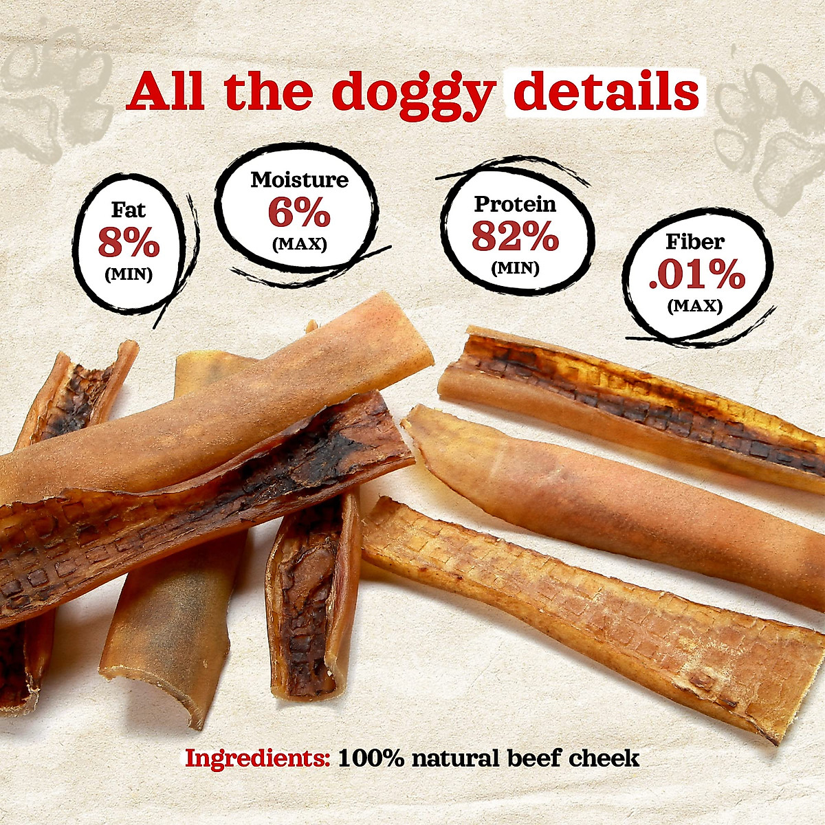 Natural Farm Bully Chips (9-12 Inch, 8 Oz.), Digestible Beef Cheek from Grass-Fed Cows, Non-GMO, Grain-Free, Natural Long-Lasting Dog Chews for Small, Medium & Large Dogs, Great Rawhide Alternative