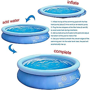 Family Inflatable Swimming Pool,Inflatable Kiddie Pools,Inflatable Top Ring Swimming Pools, Adults Pools Inflatable Outdoor Garden Waters Sports Game Easy Set Durable (8ft x 25in, Blue)