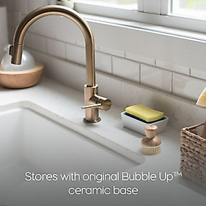 Full Circle Bubble Up Ceramic Soap Dispenser & Scrubber Sponge Set, White