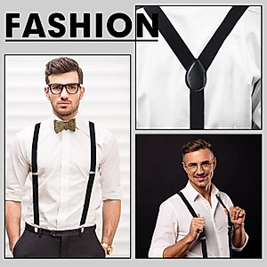 Seematn 12Pcs Halloween Suspenders for Men Adjustable Suspender Elastic Y Back Style Suspenders Belts for Men Boy Costume Accessories (Black)