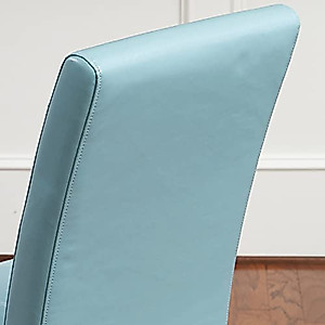 Christopher Knight Home Pertica T-Stitch Leather Dining Chairs, 2-Pcs Set, Teal Blue
