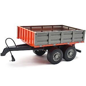 Dollox Tipping Trailer Accessory with Hitch for RC Farm Tractor Toy Car 1/16 Scale Construction Farmer Truck 2.4G Remote Control Engineering Vehicle Toys for Kids